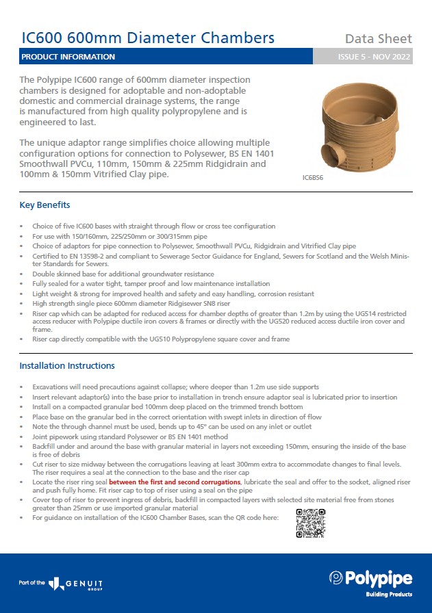 [DATASHEET] IC600 Inspection Chamber | Polypipe