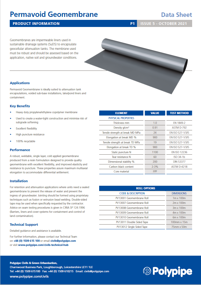 Permavoid Geomembrane Datasheet | Polypipe