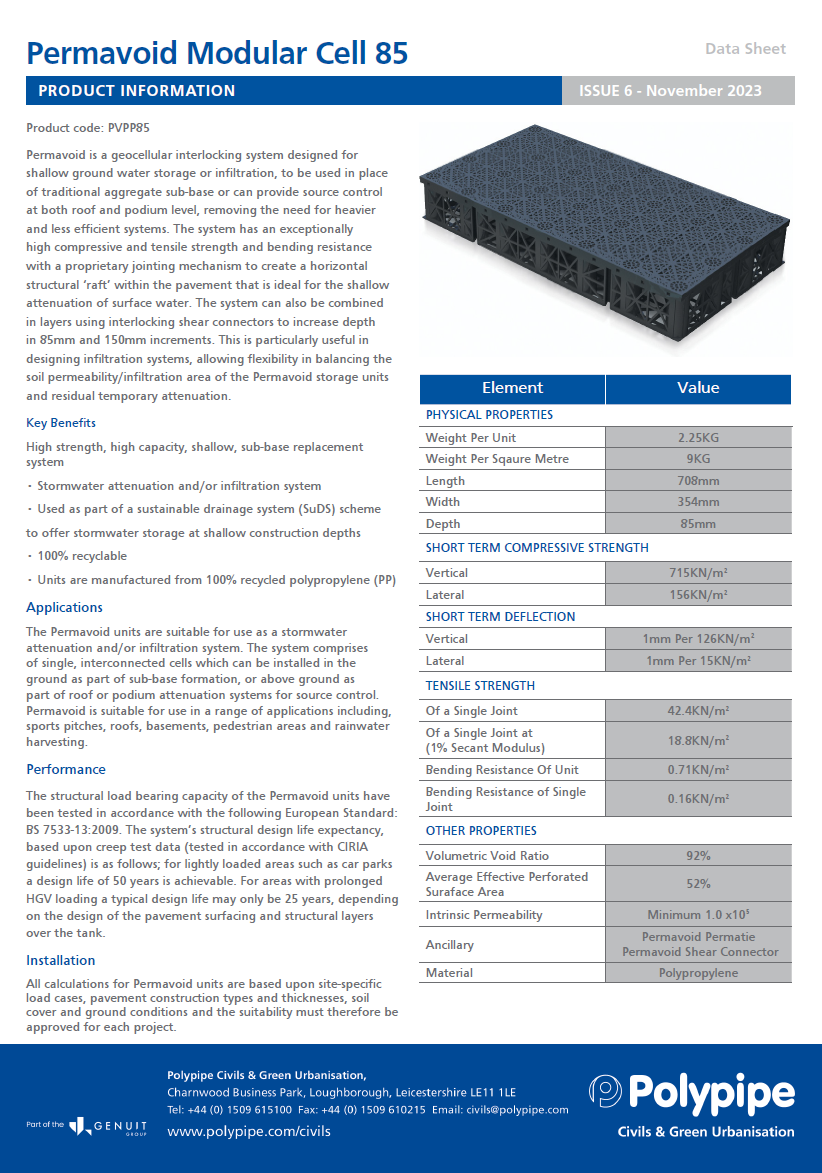 Permavoid 85mm Datasheet | Polypipe