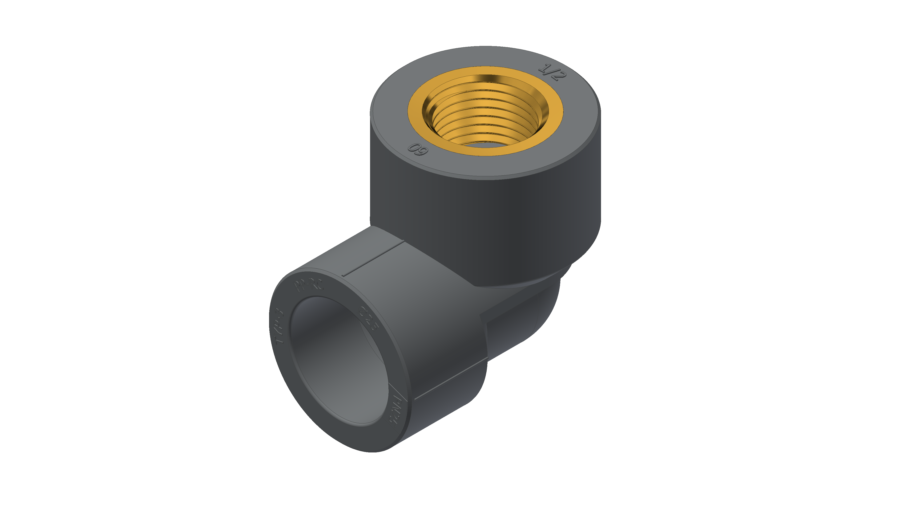 3016S.25X05.90G - 25mmX0.5'' elbow 90°& BSPF | Polypipe