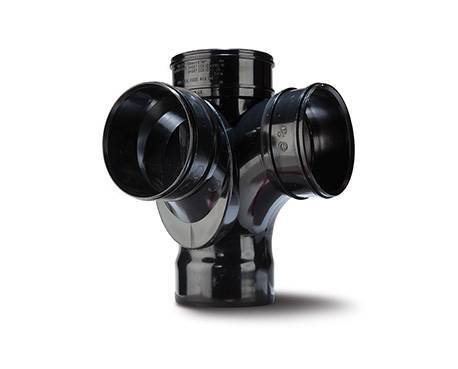 SCB106B - Corner Branch 4in/110mm. 92½°. Quadruple Socket. | Polypipe