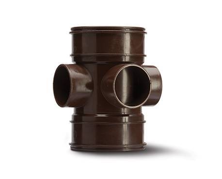SWE60BR - Three Way Bossed Pipe 4in/110mm. Double Socket. | Polypipe