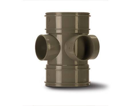 SWE60SG - Three Way Bossed Pipe 4in/110mm. Double Socket. | Polypipe
