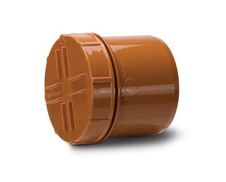 USA62 - Underground Drainage 110mm Screwed Access Plug & Cap Spigot Tail | Polypipe