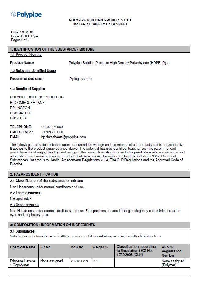[DATA SHEET] HDPE Pipe | Polypipe