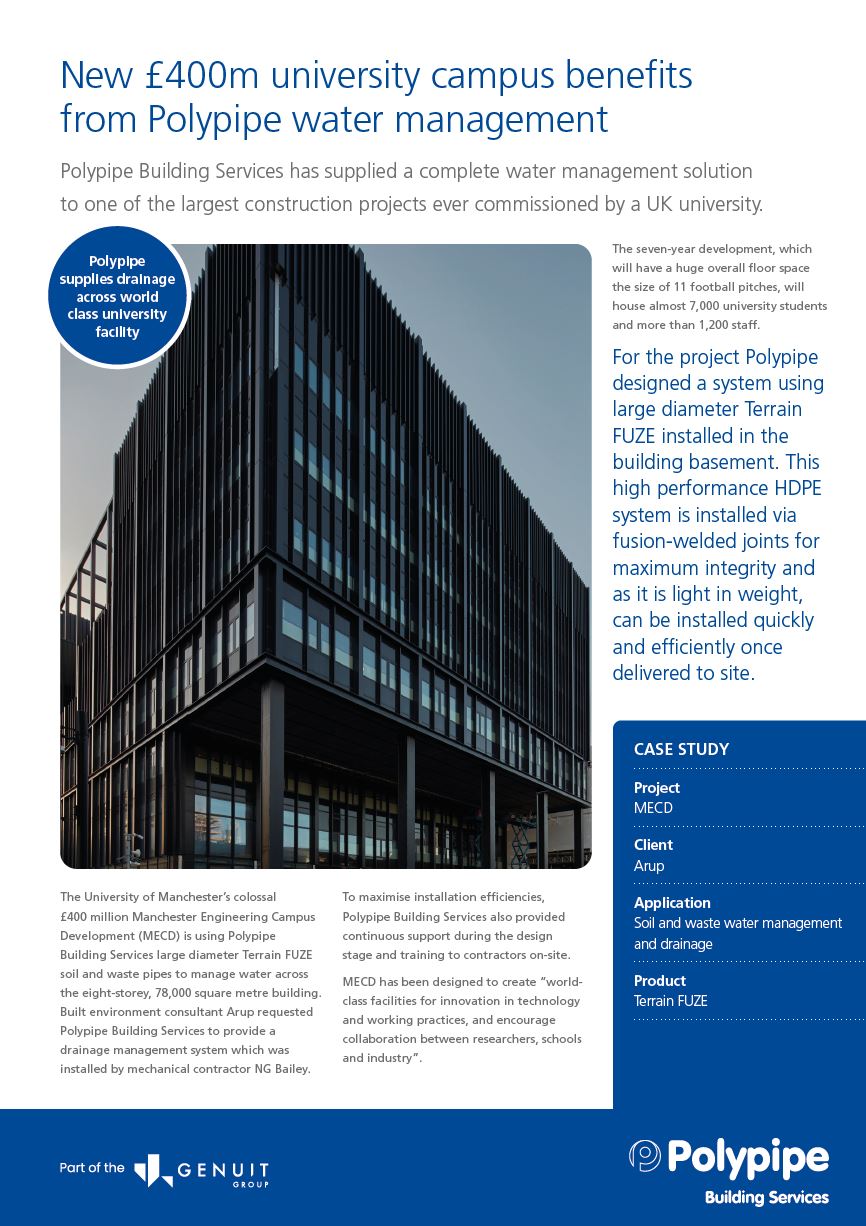 Manchester Engineering Campus Development Case Study | Polypipe