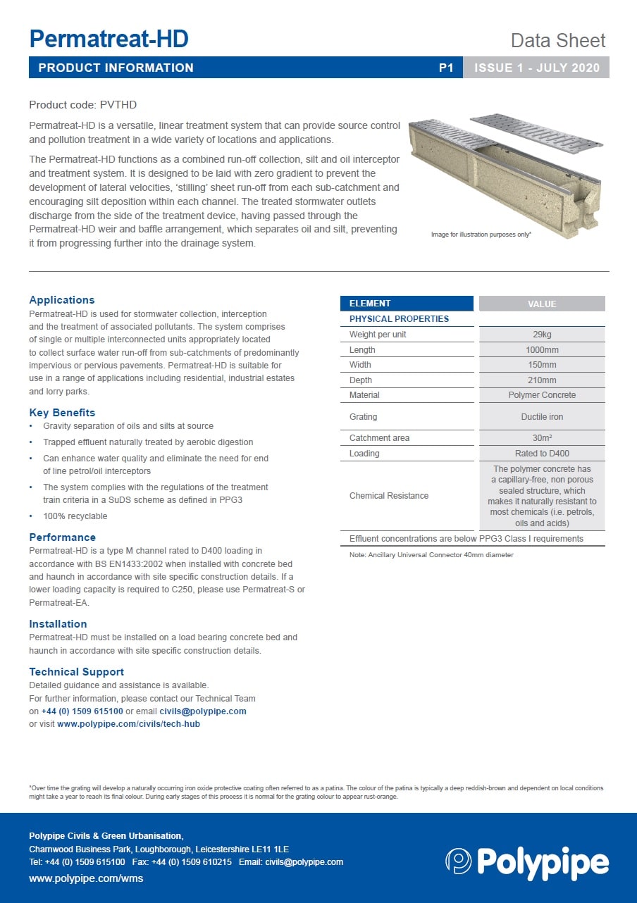 Permatreat-HD Datasheet - Issue 1 July 2020 | Polypipe