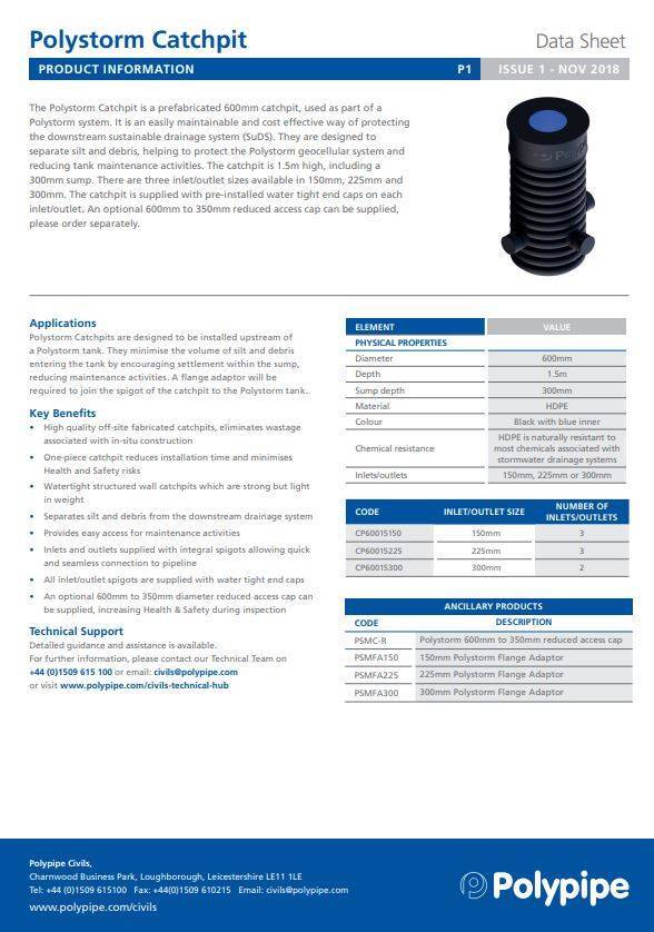 Polystorm Catchpit Datasheet | Polypipe
