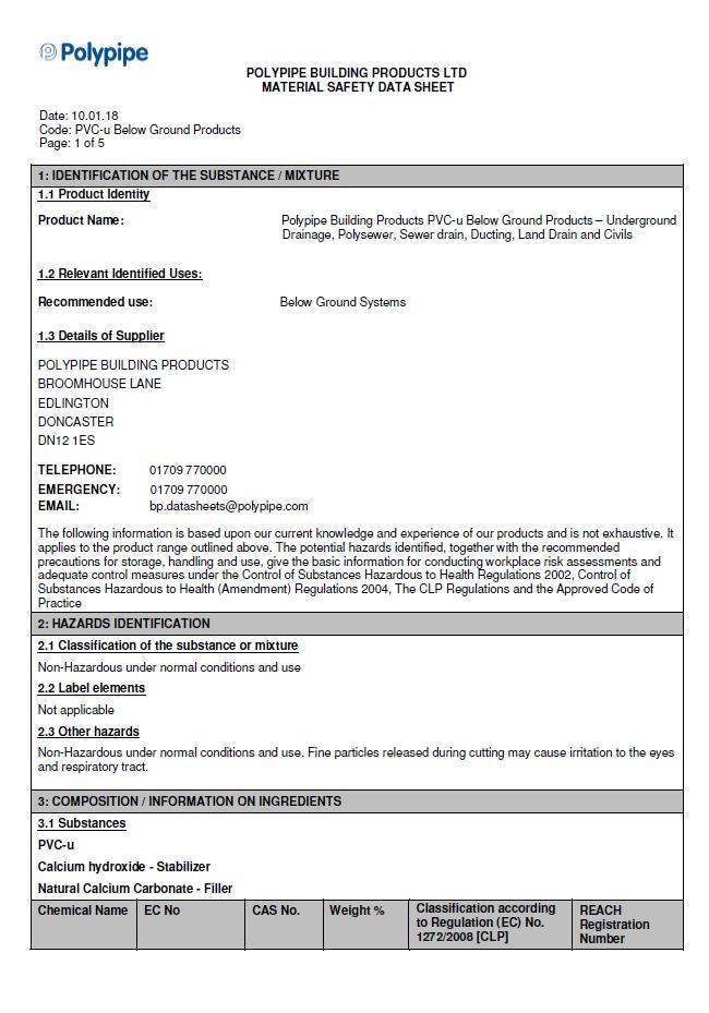 [data Sheet] Pvc U Below Ground Products Polypipe