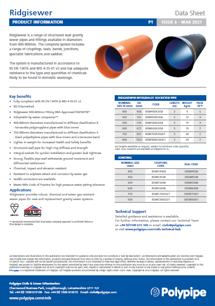 Ridgisewer Datasheet | Polypipe