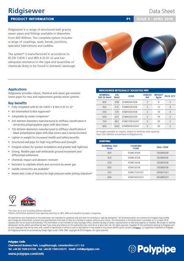 Ridgisewer Datasheet | Polypipe