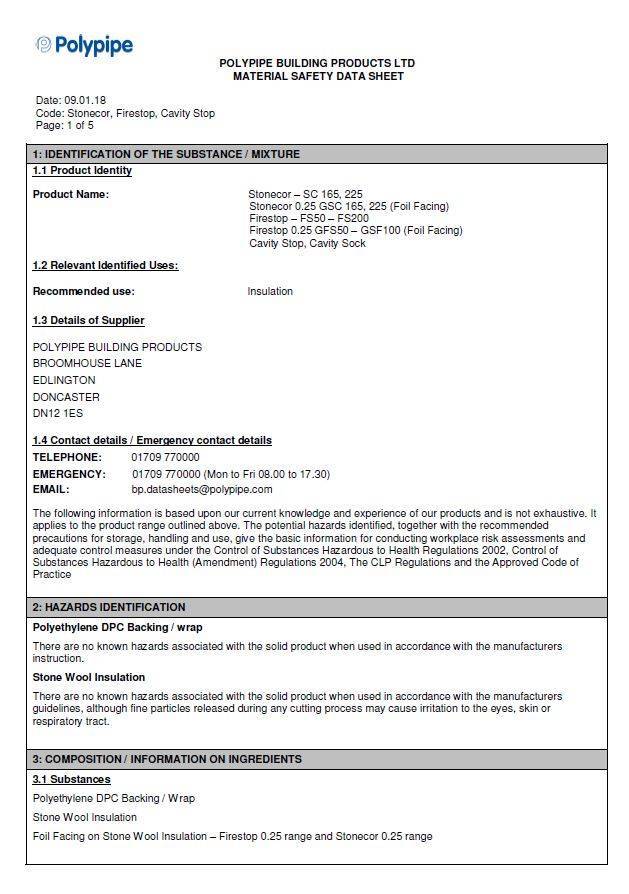 [DATA SHEET] Stonecor - Firestop - Cavity Stop | Polypipe