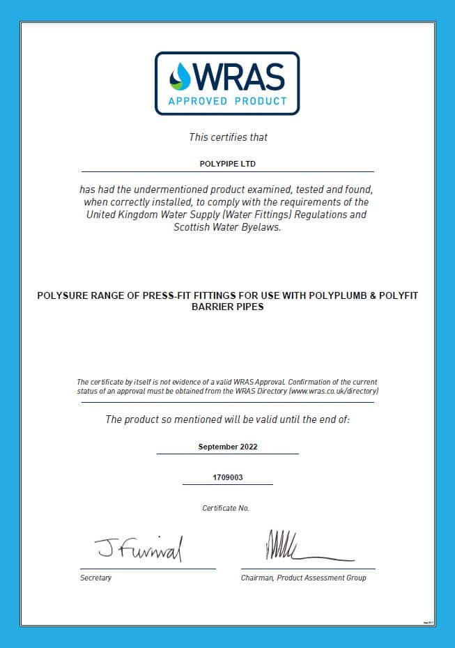 [CERTIFICATE] WRAS 26472 | Polypipe